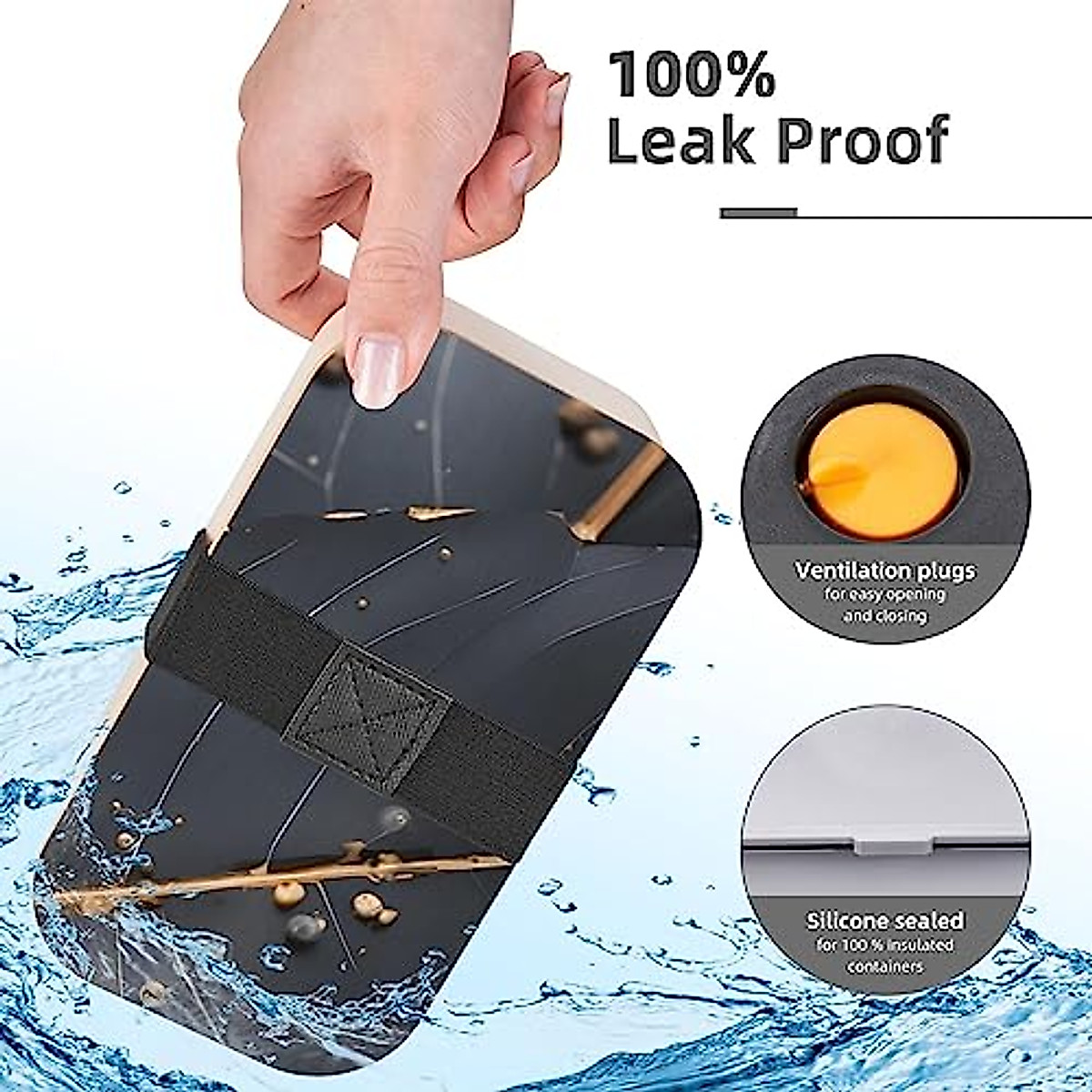 Enchanted Plant Leaves Adult Lunch Box, Bento Box, With Cutlery Set Of 3, 2 Compartments, Rectangular, Lunch Box For Adults