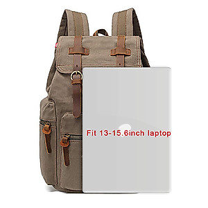 AUGUR High Capacity Canvas Vintage Backpack - for School Travel 12-15" Laptop Backapcks for Men Casual Daypacks Rucksack (M-Army Green)