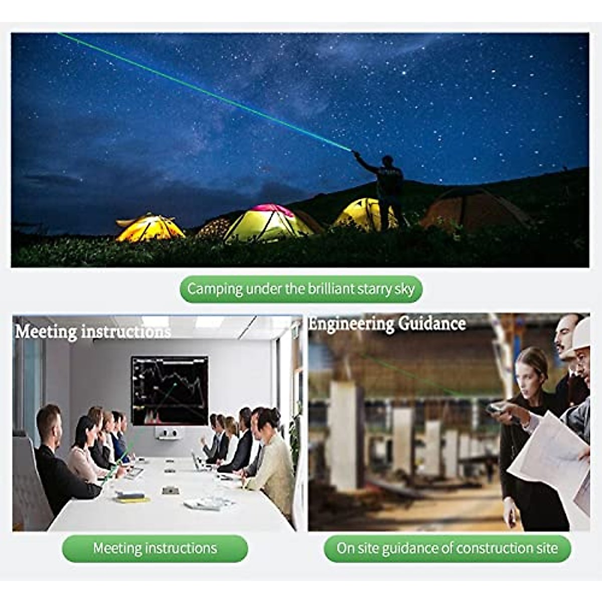 Long Range Green Laser Pointer High Power, Strong Laser Pointer Pen,2000 metres Powerful Tactical Green Lazer Pointer Light Rechargeable, Star Cap Adjust for Astronomy Hiking, Cat Laser Toy USB Charge