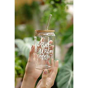 NewEleven Gifts For Wife From Husband - Romantic Anniversary Wedding Gifts For Wife, Her From Husband - Best Presents Idea For Wife, Women - 16 Oz Coffee Glass