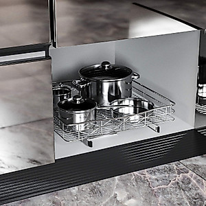 IZLIF Multi-Use Pull Out Cabinet Organizer Heavy Duty Slide Out Kitchen Drawer Cabinet Storage Shelves 20”W x 21”D for At Least 21” Cabinet Opening , Wire Frame, Chrome Finish