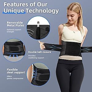 OCTORO Back Brace for Lower Back Pain Relief Women Men, Back Support Belt for Herniated Disc, Sciatica, Scoliosis, Lumbar Support Brace with Hot &Cold Pad Therapy Pocket(Waist: 28"-61")