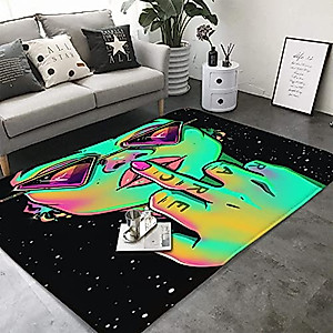 ZGH 3x5 Ft Super Soft Indoor Modern Area Rug Rugs for Living Room Bedroom Cool Psychedelic Girl with Glasses 60x39 Inch Rug