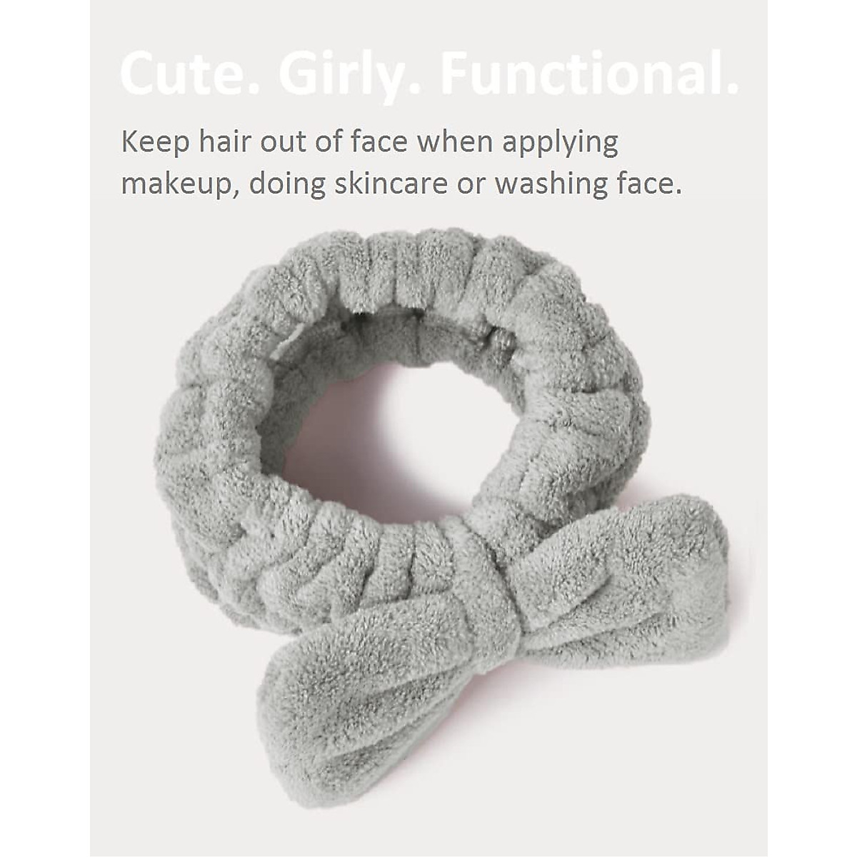 Spa Headbands for Women Makeup Washing Face Skincare Face Wash Head Band Cute Bow Hair Band for Girls Soft Coral Facial Shower Head Wraps