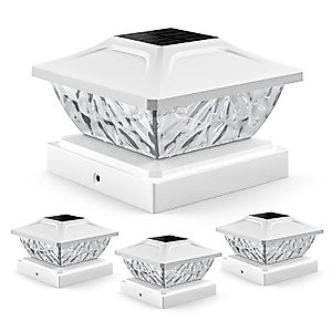 ENSLI 4 Pack Solar Post Cap Lights, 2 Mode Bright Outdoor Waterproof Fence Post Caps, Solar Powered Deck Lights for 4x4 4.5x4.5 5x5 Posts in Garden Decor