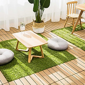 GROWNEER 1.57" H Interlocking Artificial Grass Tiles, 12" x 12" 6 Pcs Fake Grass Deck Turf Tiles with Upgrade Interlocking System Self-draining for Pet Indoor/Outdoor, Backyard, Patio