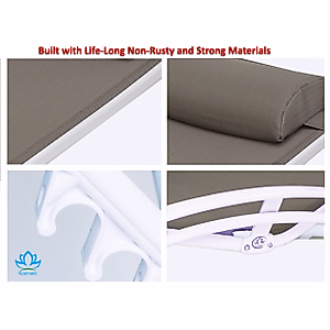 Kozyard KozyLounge Elegant Patio Reclining Adjustable Chaise Lounge Aluminum and Textilene Sunbathing Chair for All Weather with headrest (2 Pack), KD,Very Light, (Taupe)