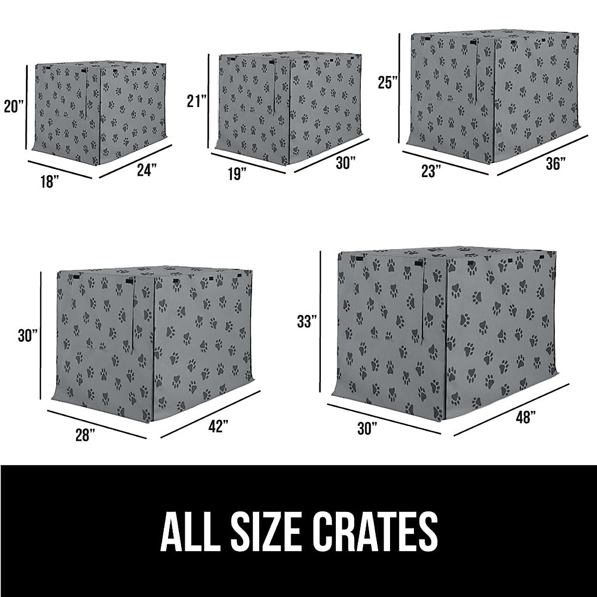 GORILLA GRIP Dog Crate Covers compatible with Amazon Basics Dog Crates, All Sides Open, Privacy Cover Fits 36" Wire Kennel, Breathable Mesh Windows, Light Reducing Puppy Training Cage Topper, Gray Paw