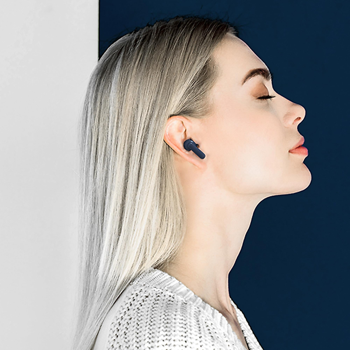 AIHOOR Wireless Earbuds for Music and Sports, Bluetooth 5.3 in-Ear Headphones with Extra Bass, Built-in Mic, Touch Control, USB Charging Case, 30hr Battery Earphones (High Gloss White)