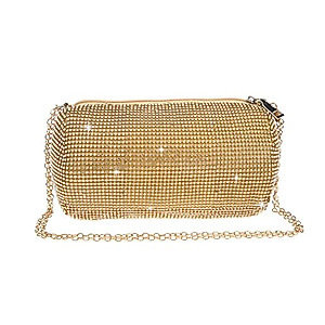 Rkrouco Rhinestone Purse Sparkly Bag Diamond Purses for Women Evening Prom Rhinestone Handbag Hobo Bag-Gold