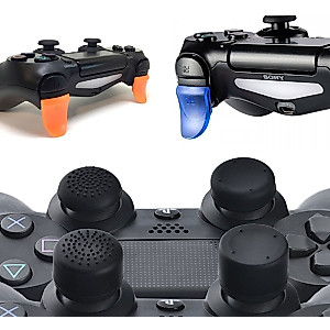 L2 R2 Trigger Extender + Silicone Analog Thumb Stick Cap Cover Grip Thumbsticks Joystick for Sony PS4 Dualshock 4 PS4 Pro Slim Controller (Black)