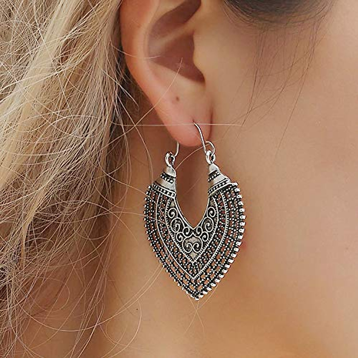 10 Pairs Drop Dangle Earrings Boho National Style Water Drop Bohemian Vintage Statement Long Dangle Earrings for Women (Style 1)