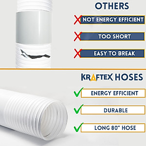 Portable Air Conditioner Hose - AC Hose with 5" Diameter, Clockwise Thread & Length up to 80" - Exhaust Hose for Portable Air Conditioner Vent Compatible with Delonghi & LG Air Conditioner Parts