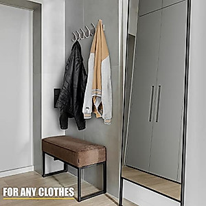 SAYONEYES Coat Rack Wall Mount with 6 Coat Hooks for Hanging - 17 Inch Heavy Duty SUS304 Stainless Steel Brushed Finish Waterproof – Wall Hook Rack for Bathroom Kitchen Entryway (Silver)