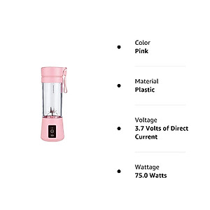 Generic Portable Blender, 13 Ounce Capacity, Pink