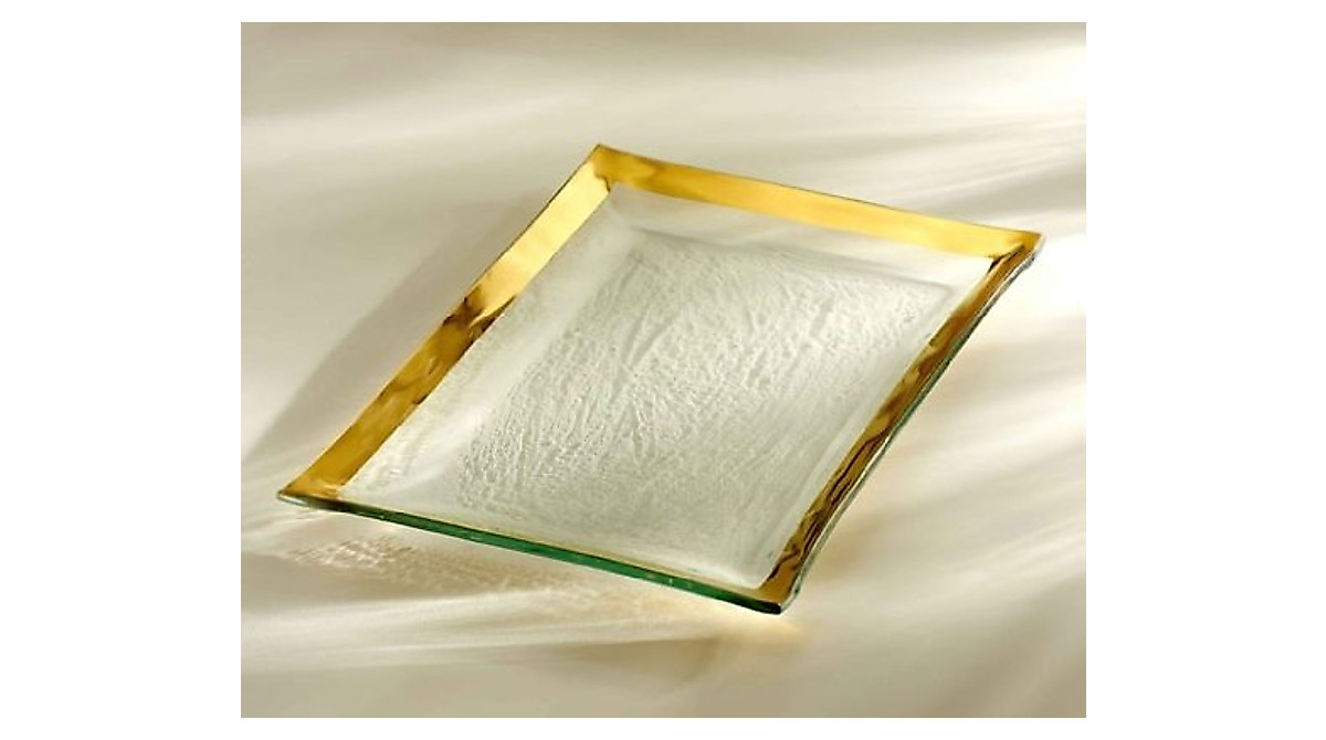 Annieglass Roman Antique Martini Tray - Platinum Trim