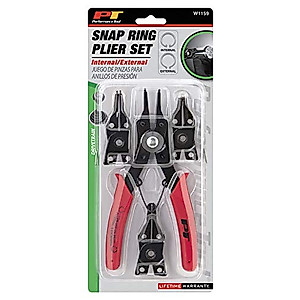 Performance Tool W1159 5-Piece Interchangeable Jaw Snap Ring Plier Set, Straight, 45 degree & 90 Degree