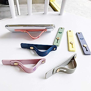 Phone Grip Holder Portable Telescopic Finger Strap Bracket Phone Loop Finger Kickstand for Universal Phone Charms (Yellow withHEART)