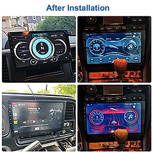 Single Din Touchscreen Car Stereo - 10 Inch QLED Android Car Radio, Detachable Head Unit Audio Receiver with Wireless Carplay, Android Auto, Backup Camera, FM/AM Car Radio, Subwoofer 5.1 Channel
