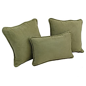 Blazing Needles Corded Microsuede Throw Pillow Set, Sage Green 3 Count