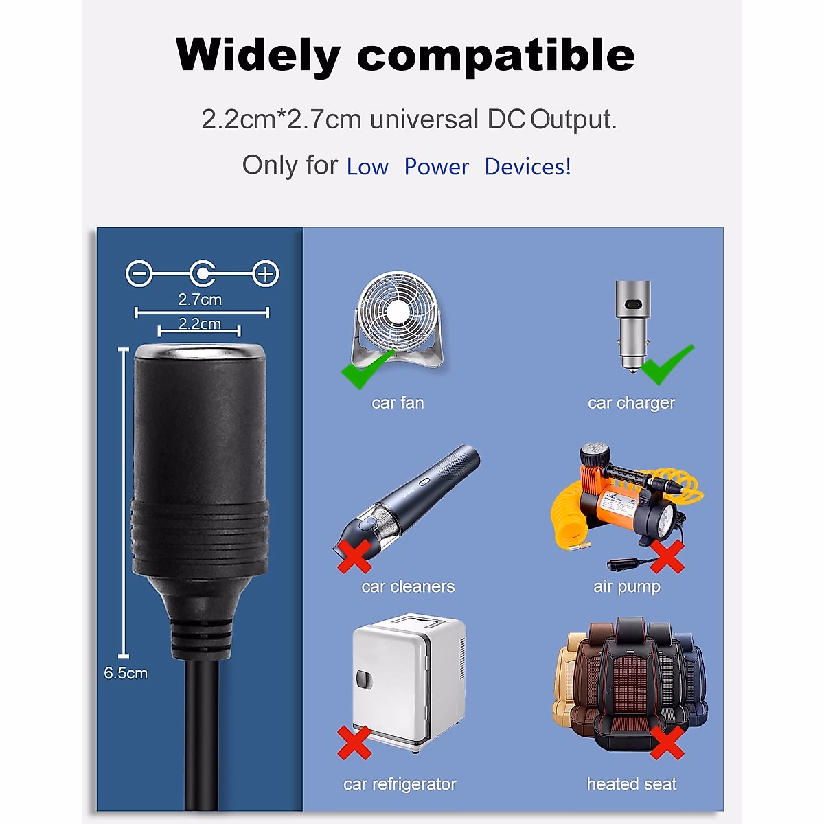 12V DC Power Supply 2A 24W 120V AC to DC Converter 12V Power Adapter with Car Cigarette Lighter Socket Adapter for Car MP3 MP4 Player Fan Dash Cam Shaver etc.