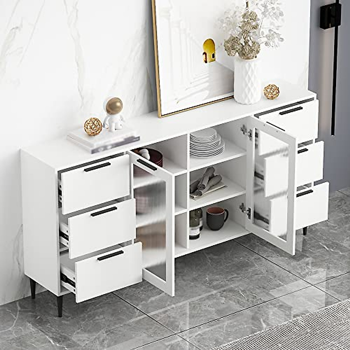 BAYCHEER Contemporary Style 32-inch Height Sideboard Artificial Wood Cupboard for Living Room - Green 77" L x 12" W x 31" H