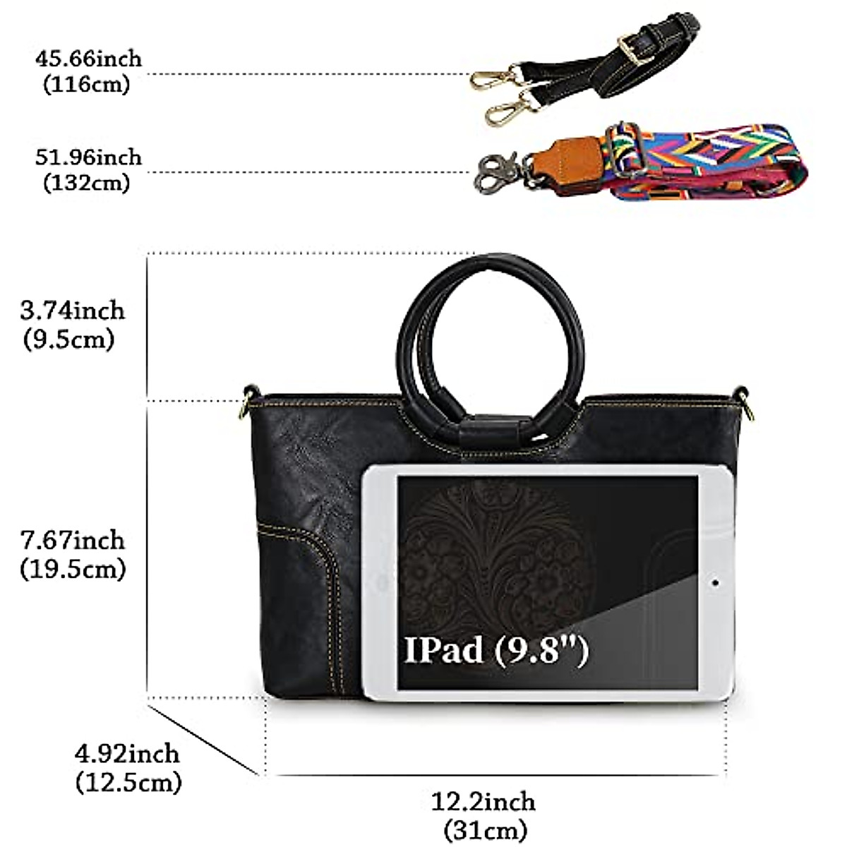 Purse And Handbags for Women Shoulder Bags Top Handle Medium Satchel Vintage Embossing Crossbody Bag (black)