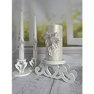 Magik Life Unity Candle Set for Wedding - Wedding Accessories for Reception and Ceremony - Candle Sets - 6 Inch Pillar and 2 10 Inch Tapers - Decorative Pillars White