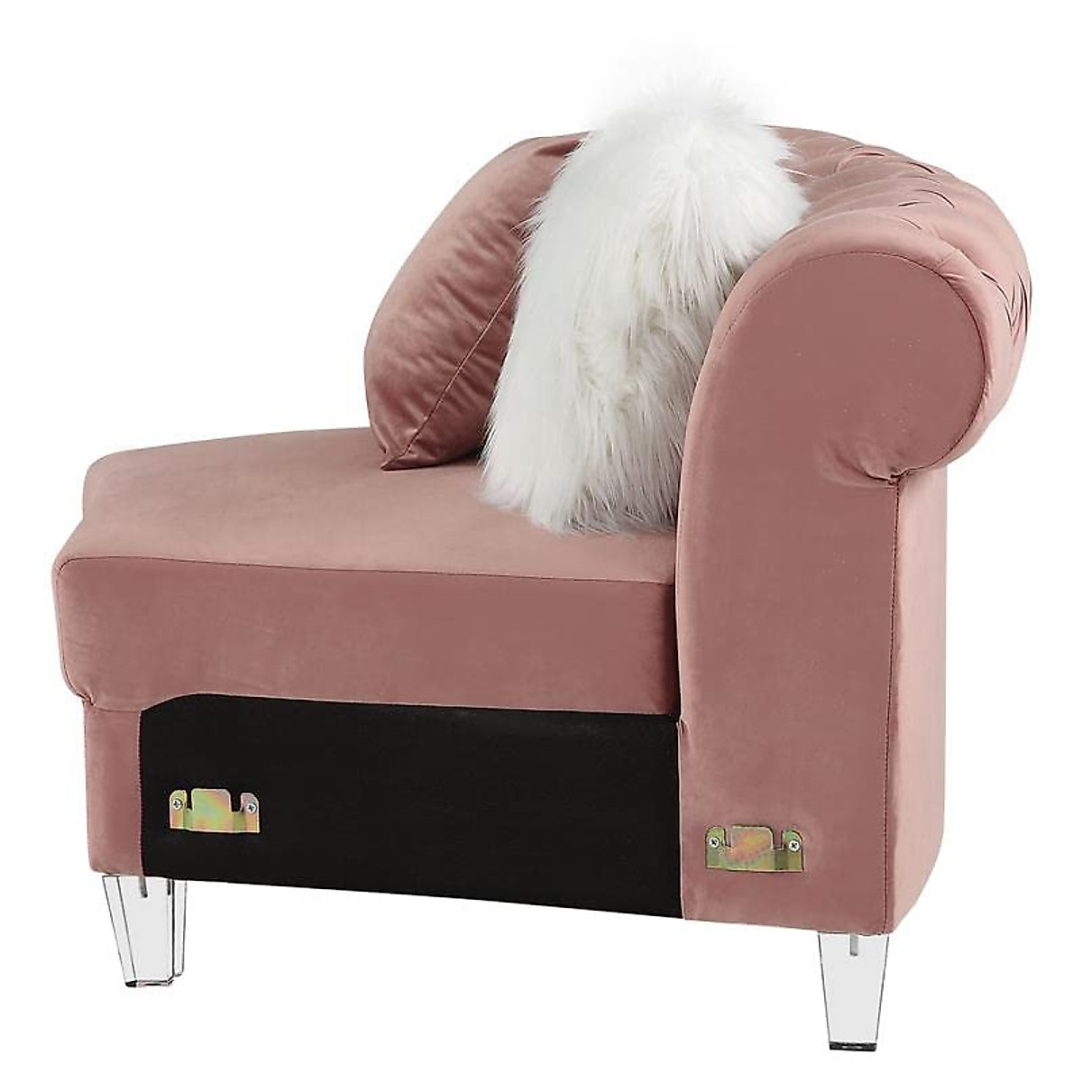 Acme Furniture Velvet Upholstered Sectional Sofa with 7 Pillows, Pink