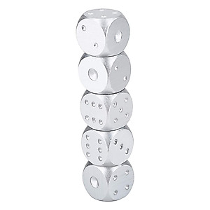 6 Sided Metal Dice Set, Dice Set with Storage Box Table Game Poker Games Dice Accessory (Silver Rectangular Box)