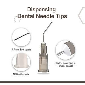 100PCs Dental Grade 22G Pre Bent Flow Dispensing Etch Tips by VASTMED | Blunt Tip Dispensing Disposable Oral Irrigation Tips for Multi-Use