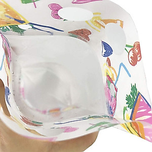 LASLU Zipper Clear Stand-Up Pouches Bags with Plastic Straw,8mil Heavy Duty Hand-held Drinking Bags 1.5" Bottom Gusset, 100 Pack (400ml, Fruits)