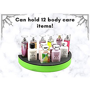 Polar Whale Lotion and Body Spray Stand Organizer Half Circle Large Tray Green Black Durable Foam Washable Waterproof Insert for Home Bathroom Bedroom Office 16.5 x 8.5 x 2 Inches 12 Slots