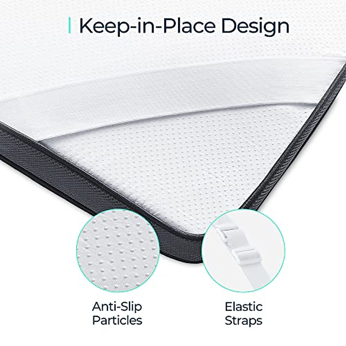 LINSY LIVING Queen Mattress Topper, 2-Inch Gel Memory Foam Mattress Topper for Queen Size Bed, High Density Foam for Pain Relief, Breathable and Washable Cover with Straps, CertiPUR-US