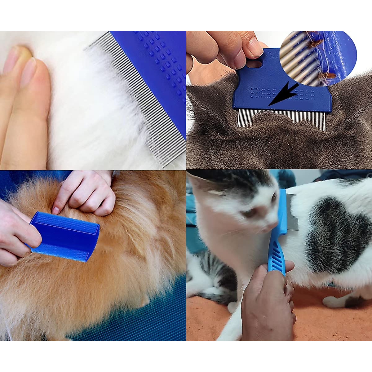Hsathoac 9 Pieces Pet Flea Lice Comb, Dog And Cat Tear Stain Remover Comb, Remove Eye Mucus Crust Dandruff Floating Hair. Pet Grooming Comb Kit For Long And Short Haired Dog Cat(Blue,Rose Red, Green)