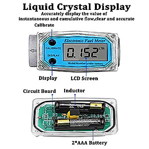 Digital Turbine Flow Meter,LCD Digital Display High Accuracy Diesel Fuel Flowmeter for Measuring Diesel, Kerosene, Gasoline(1 Inch)