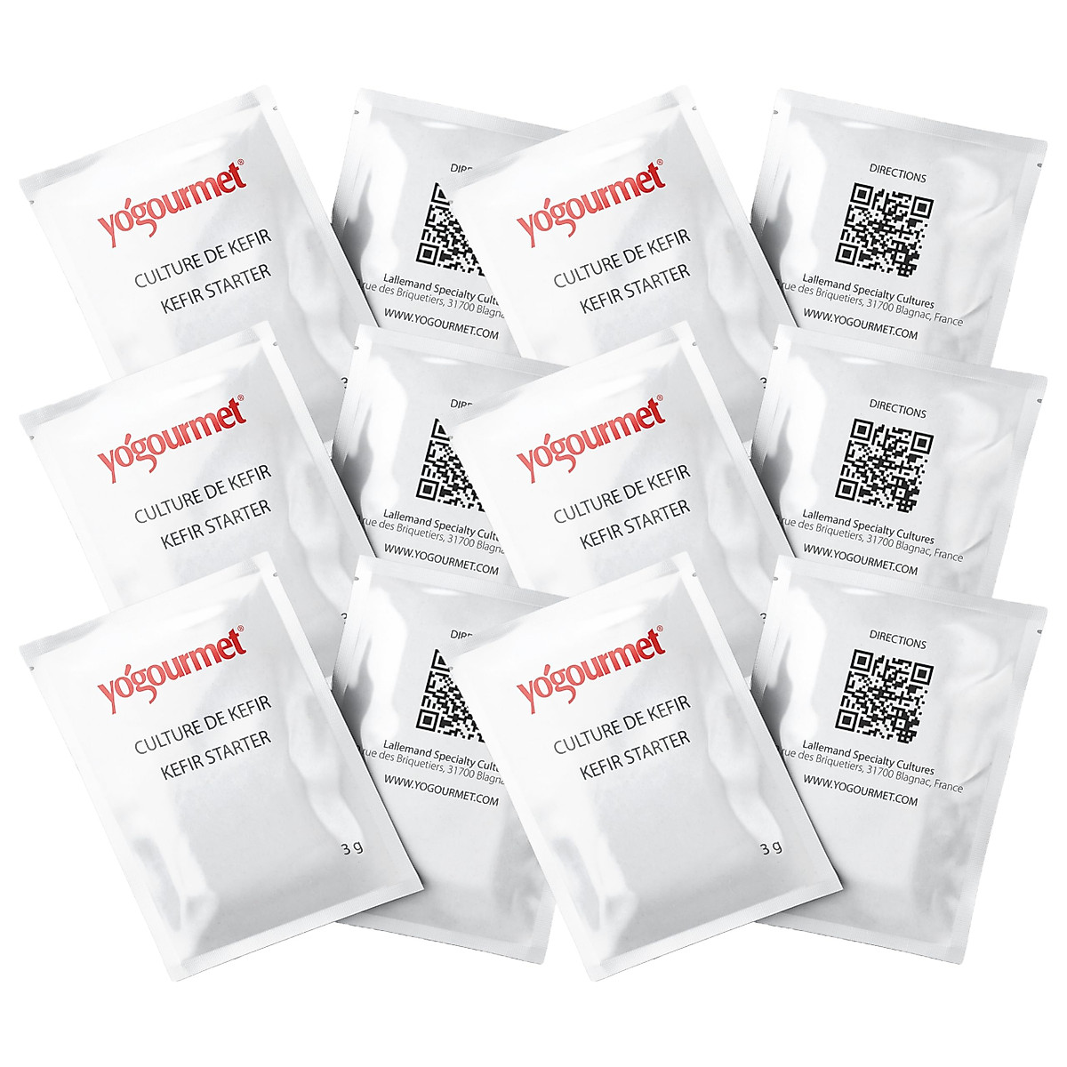 Yogourmet Kefir Starter (12 Pack Bulk Version) - Make Kefir at Home - Starter Culture - All Natural, Gluten Free, Kosher, Halal - 3 g Sachets