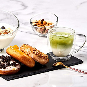 EZOWare Set of 4 Double Wall Coffee Mug Set, 8oz Clear Glass Thermal Insulated Cups with Handles for Hot or Cold Beverages, Espresso, Coffee, Tea, Cocoa, Latte, Cappuccino