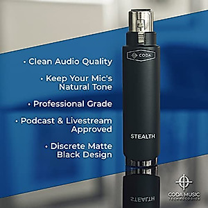 Coda MB-Stealth in-Line Microphone Preamp, Active Booster for Dynamic and Ribbon Mics - Ultra Low Noise, Enhance and Add Clarity to Your Podcast or Livestream