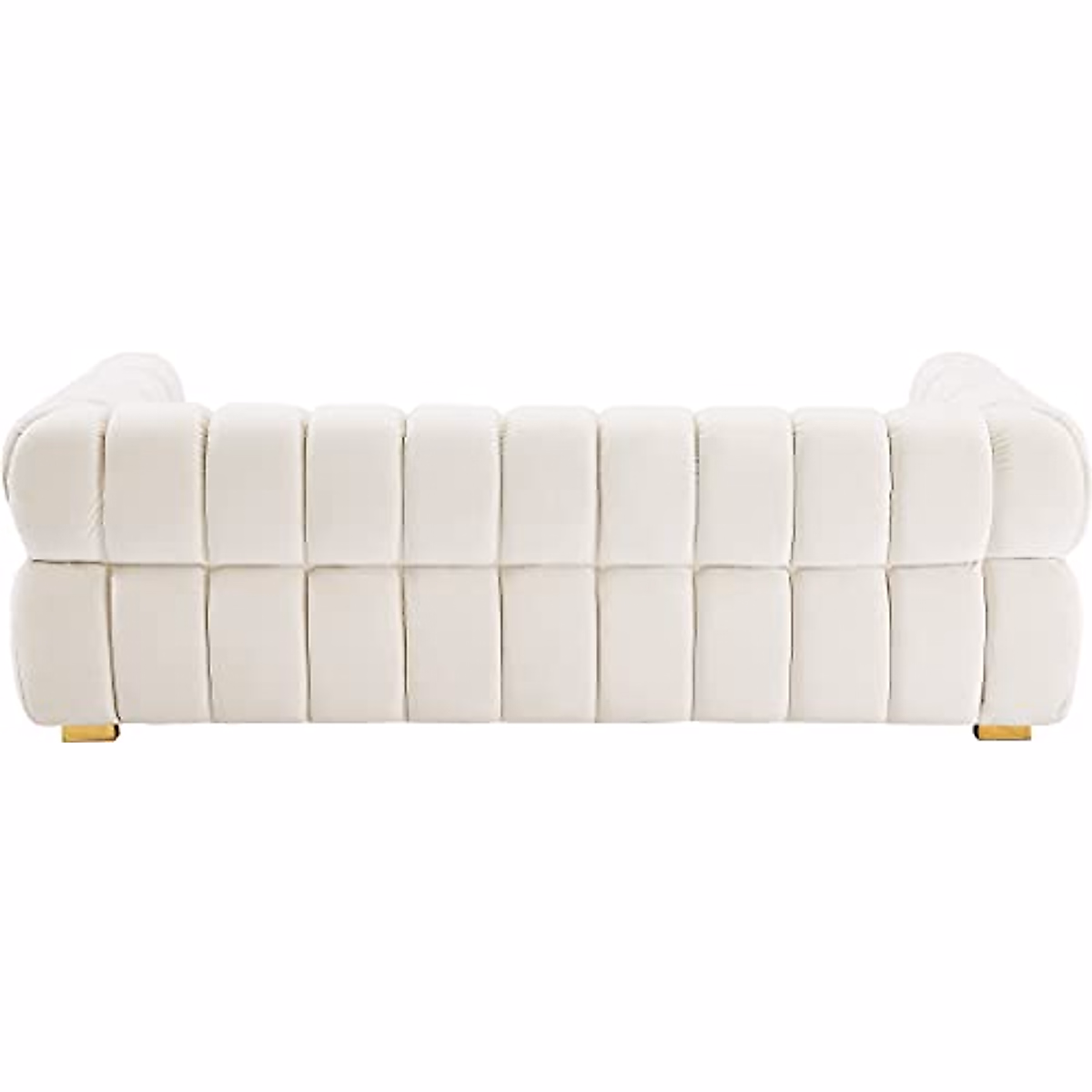 Meridian Furniture Gwen Collection Velvet Upholstered Sofa with Deep Biscuit Tufting, Cream