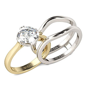 Jeulia 3.5ct Wedding Engagement Rings Set for Women Sterling Silver Round Cut Halo CZ Enhancer Ring Set Promise Anniversary Bridal Set Valentines Romantic Gift for her with Jewelry Box