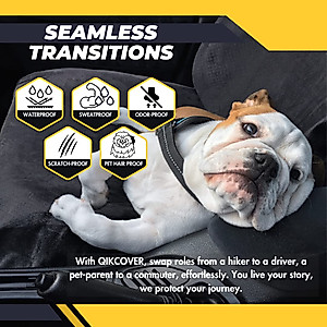 QIKCOVER Premium Waterproof Car Seat Cover - Sweatproof, Universal Fit, Non-Slip, Durable Protector for Dirt, Spills, Pet Claws - Auto, SUV, Truck Compatible (Black)