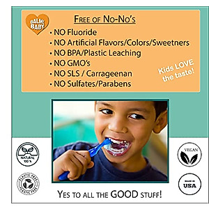 Kids Natural Fluoride Free Toothpaste by BALM! Baby – Children's Toothpaste in Pump Bottle, SLS Free Toothpaste with Xylitol, Vegan Gluten Free, BPA Free, Zero Waste Children’s Teeth Paste (Mint)