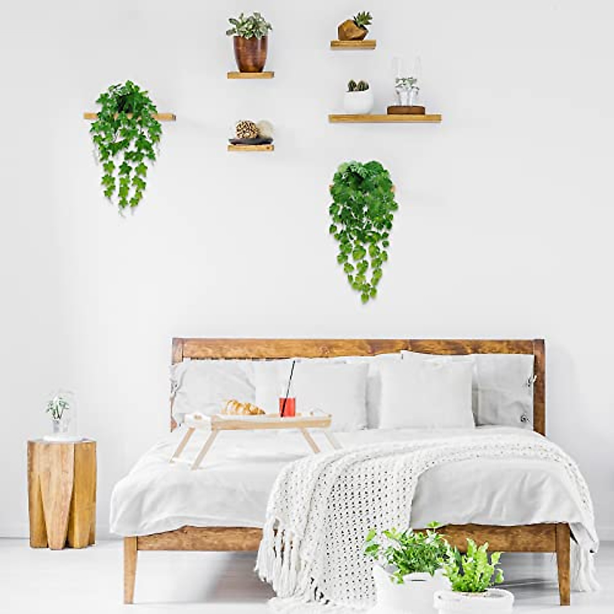 CEWOR 3 Pack Fake Hanging Plants Artificial Potted Plants Small Faux Hanging Vines in Pots for Indoor Outdoor Office Room Decor(Green)