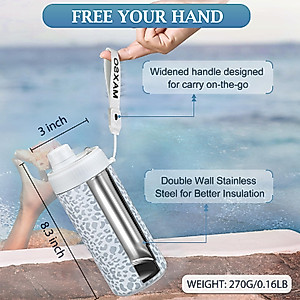 MAXSO Sealed Can Cooler Fizz Lid Can Cover for 12 oz Regular, Slim Skinny Cans & As Thermal Bottle, 4-in-1 Insulated Vacuum Stainless Steel Carbonated Cold Drink Holder - Leopard