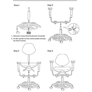 MrHugoo Medical Dynamic Chair Stool Microscope Chair,Ergonomic Saddle Stool,Foot Control,Swiveling Armrest Chair, PU Fabric Leather