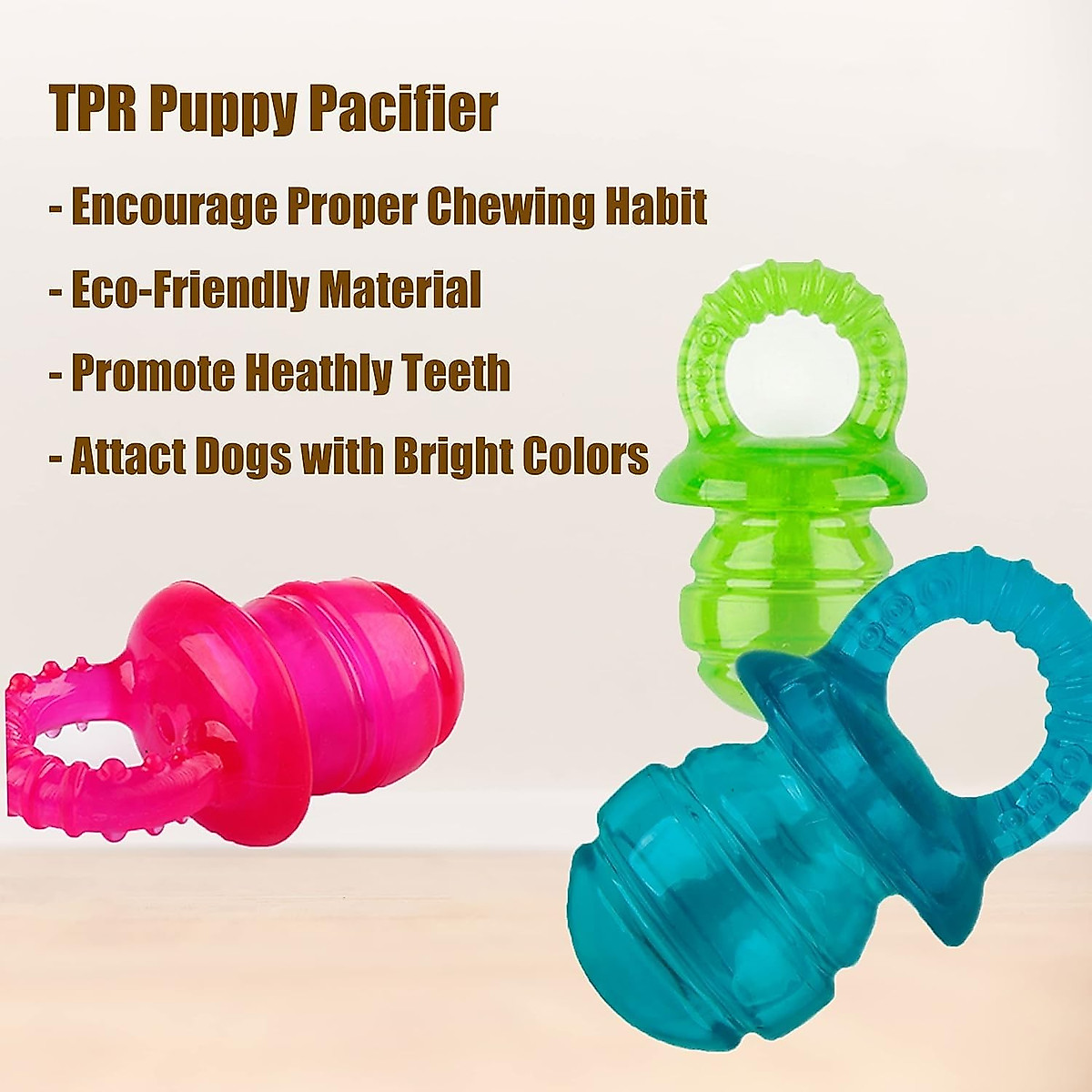 AYNEFY 5 pcs Pet Dog Chewing Toy, Dog Pacifier Chew Toys Pet Puppy Molar Chewing Training Toys Pacifier Shaped Pet Dogs Teether Teething Sounding Interactive Chew Toy (Red)