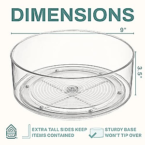 Home Intuition Round Plastic Lazy Susan Turntable Food Storage Container for Kitchen (1 Pack)