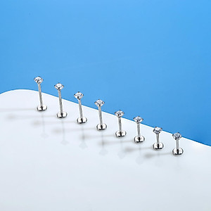 ORAZIO 8 Pcs 18G Stainless Steel Nose Piercing Lip Rings Studs Ear Piercings 6-12mm