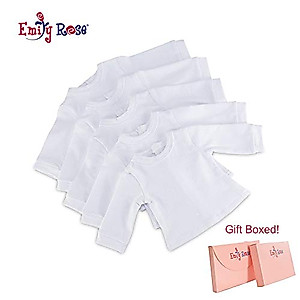 Emily Rose 18 Inch Doll Clothes Value Basics 5-Pack Long Sleeved Bright White 18-in Doll T-Shirts | Compatible with 18" American Girl Dolls